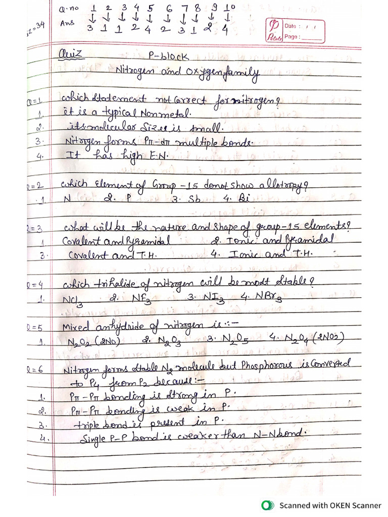 Quiz-34 P-Block | PDF