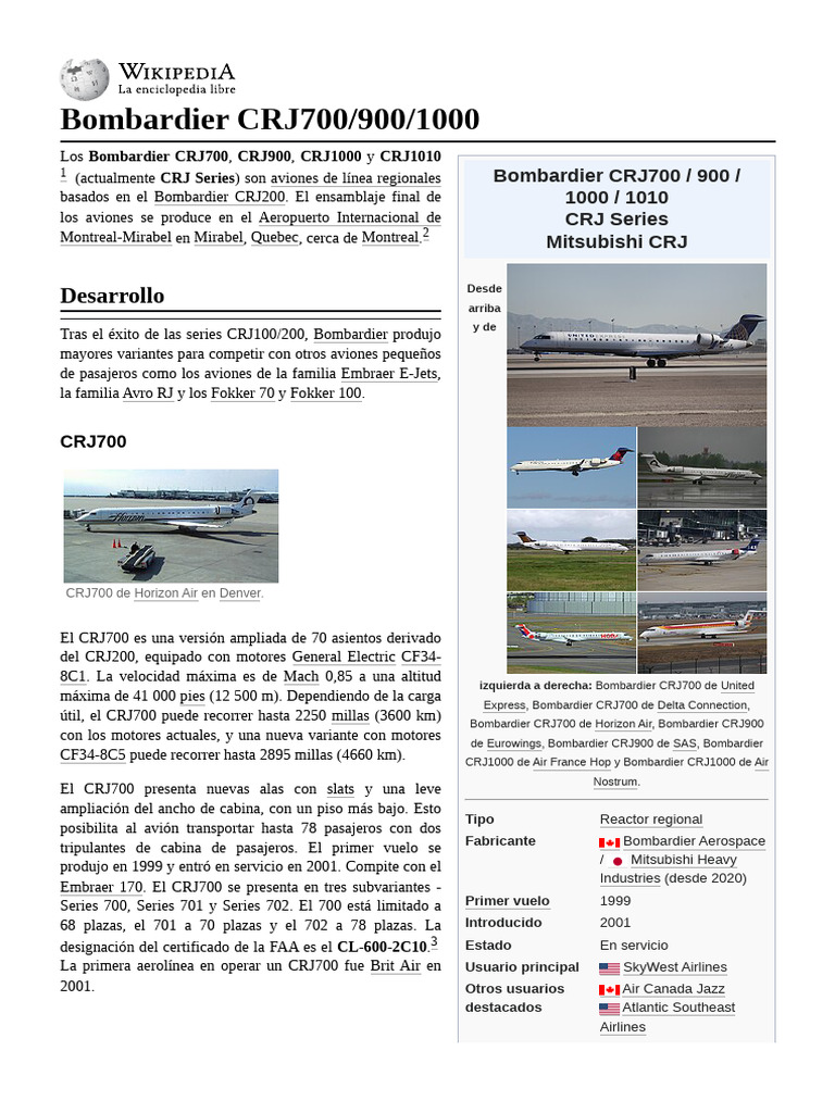 Bombardier CRJ700 900 1000 | PDF | Aeronave | Aviación