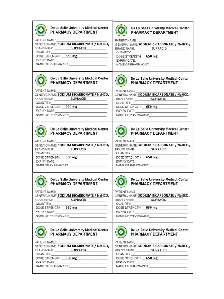 SODIUM BICARBONATE LABEL | PDF