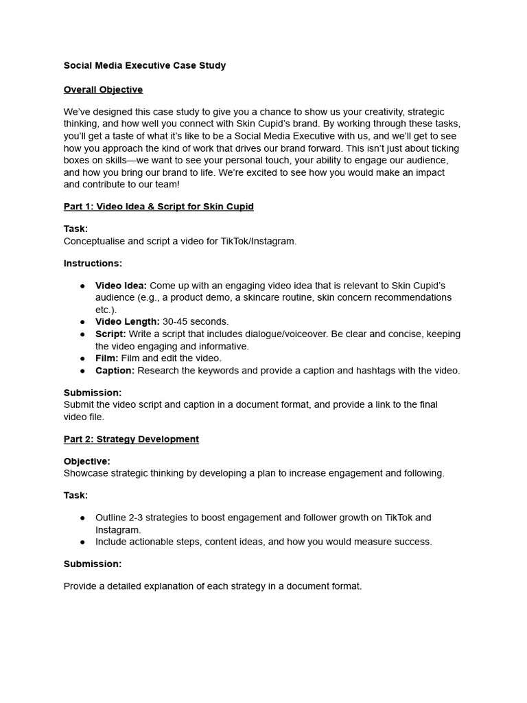 Case Study Brief - Social Media Executive | PDF