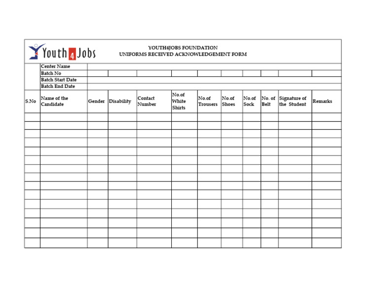 uniform acknowledgement form | PDF