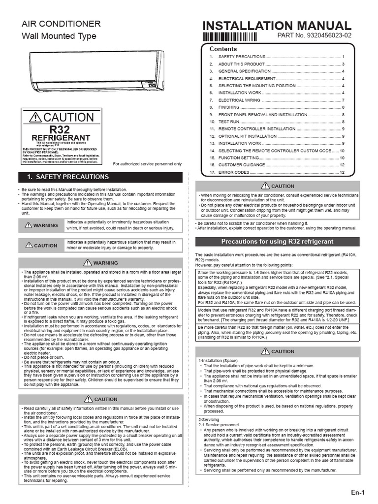 Fujitsu ASTG18KMCA Installation Manual | PDF | Vacuum | Leak