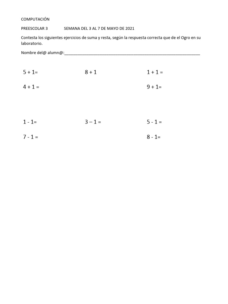 Ejercicio Suma Resta | PDF