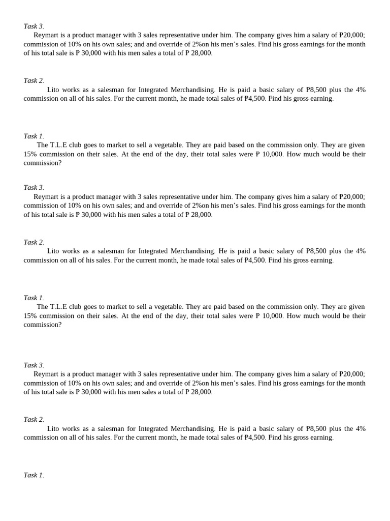 Sales Earnings Calculations Guide | PDF