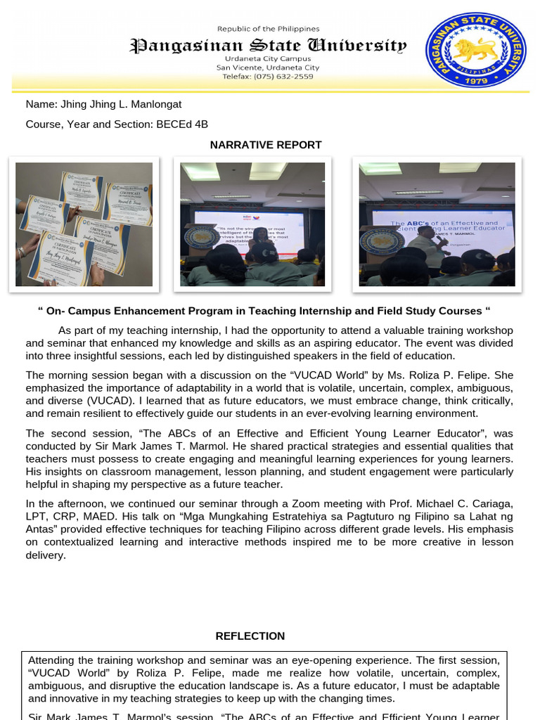 Teaching Internship Enhancement Report | PDF