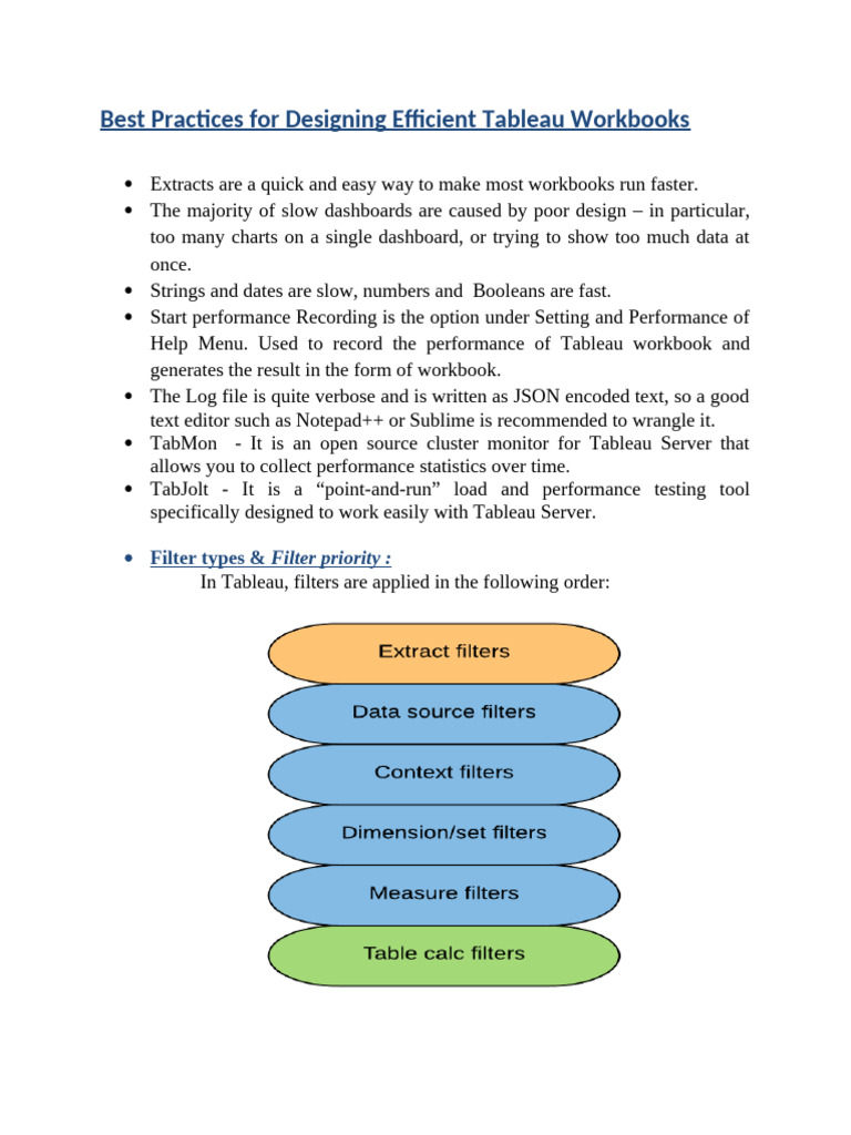 Best Practices For Designing Efficient Tableau Workbooks-1 | PDF | Databases | Computer Science