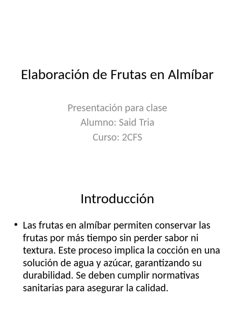 Presentacion Frutas Almibar | PDF