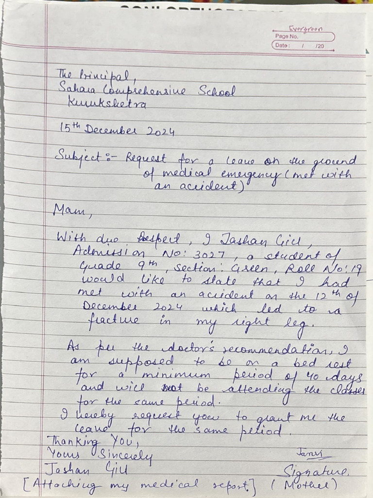 Jashan Leave Application and Medical Report | PDF