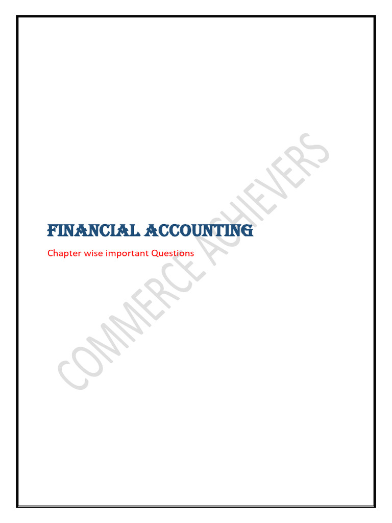 Important Questions in Financial Accounting | PDF