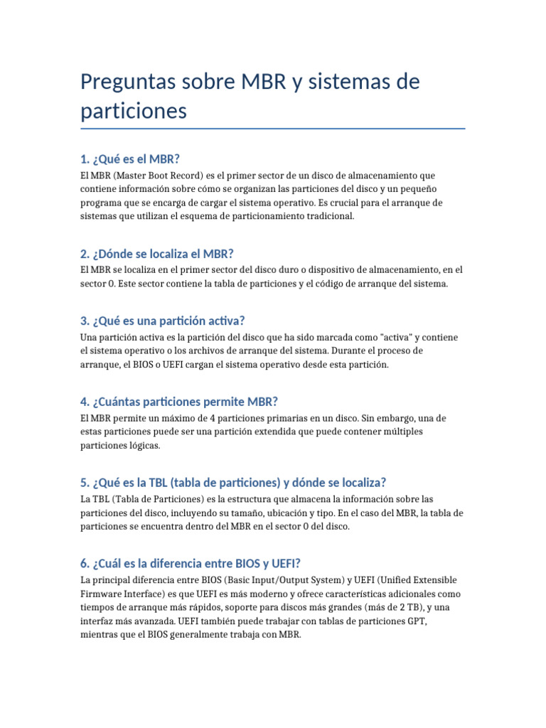 MBR Preguntas | PDF