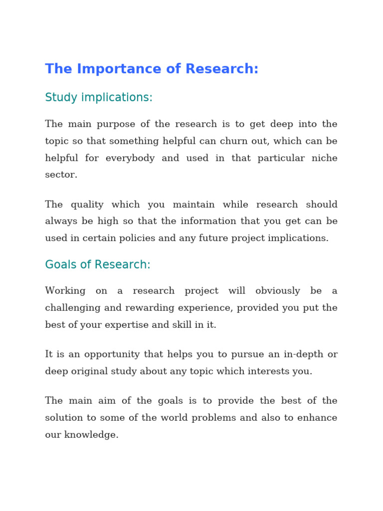 The Importance of Research | PDF | Knowledge | Reason