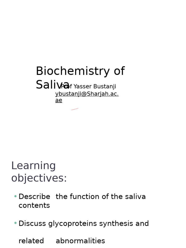 W1 BIOCHEM - Biochemistry of Saliva | PDF | Saliva | Lysosome