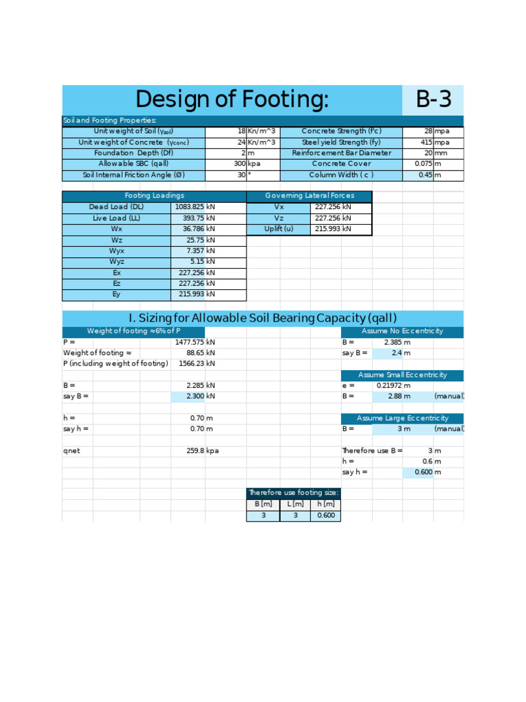 Footing Design and Load Calculations | PDF | Civil Engineering | Units ...
