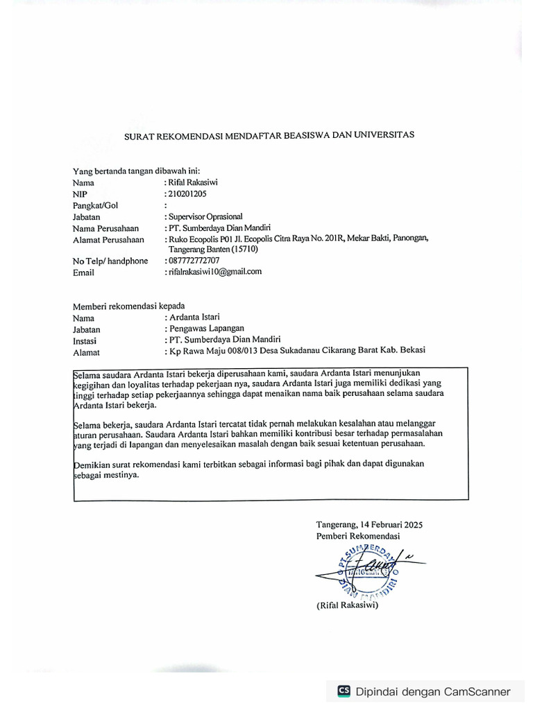 Surat Rekom - Danta | PDF