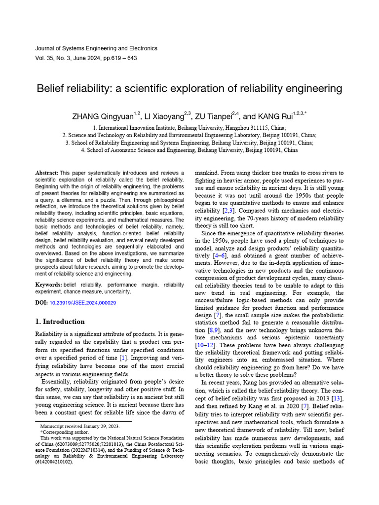 Belief Reliability in Engineering | PDF | Reliability Engineering | Theory