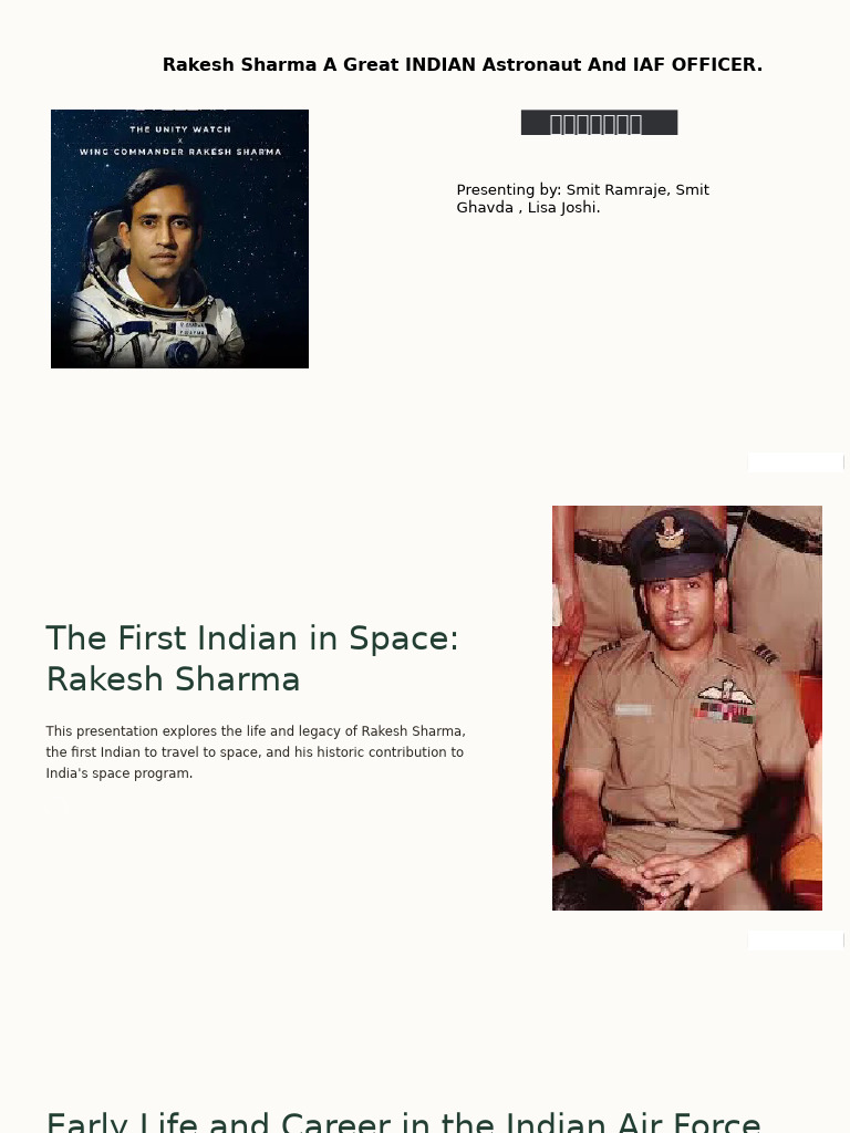 The First Indian in Space Rakesh Sharma | PDF | Astronauts | Human Spaceflight