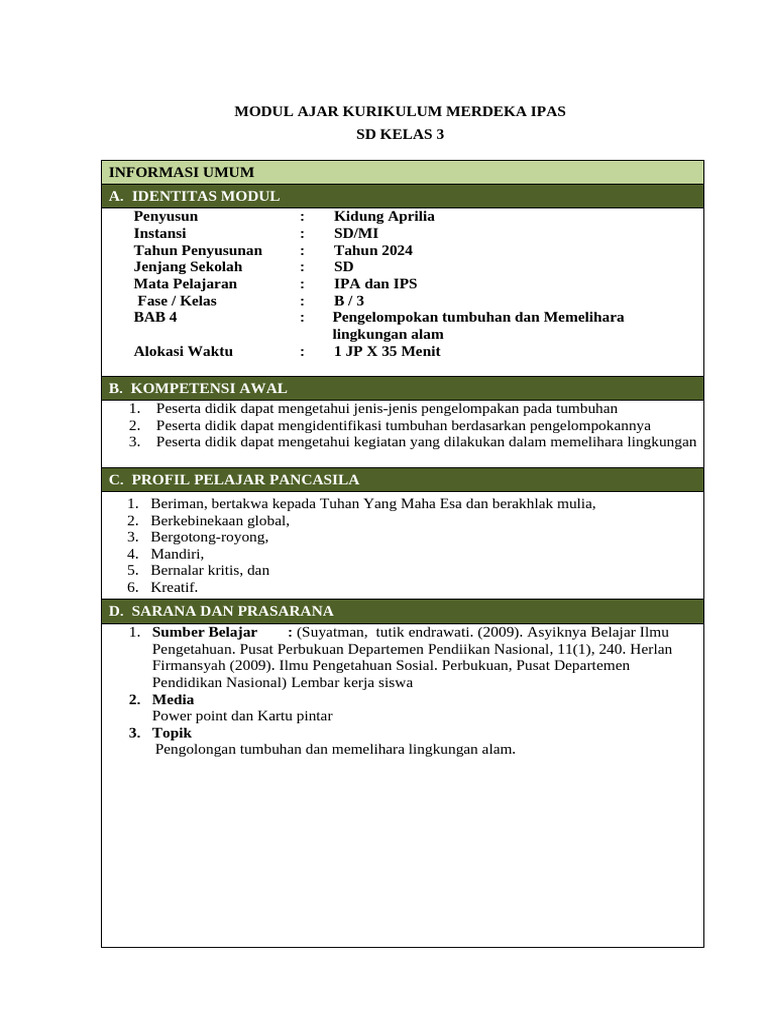 Modul Ajar Kidung KLS 3 | PDF