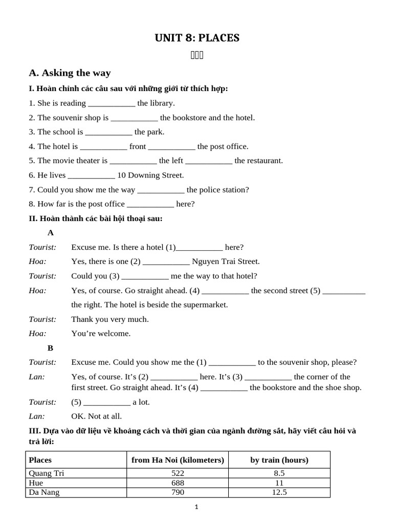 Bai tap Unit 8 Tieng Anh 7 | PDF | Public Services | Written Communication