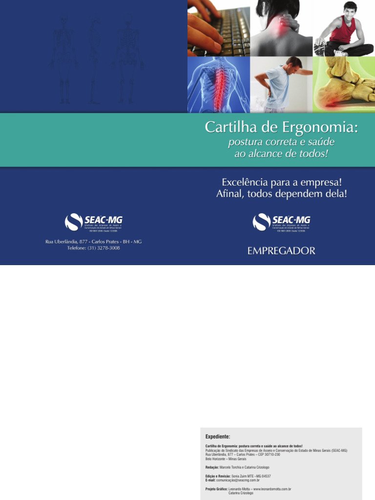 Publicacoes Files Cartilhas Seacmg-Cartilha-Ergonomia-Empregador | PDF | Coluna vertebral | Pé