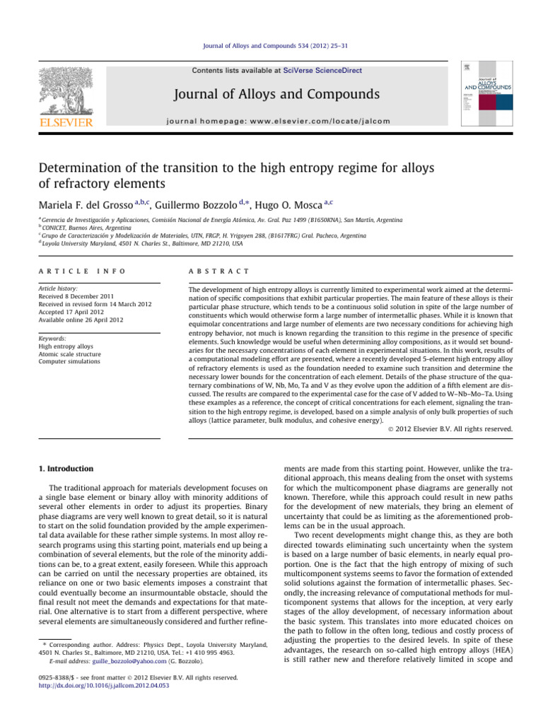 Determination of The Transition To The High Entropy Regime For Alloys ...