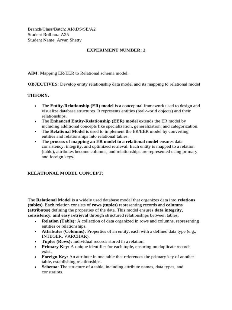DBMS EXP2 | PDF | Relational Model | Databases