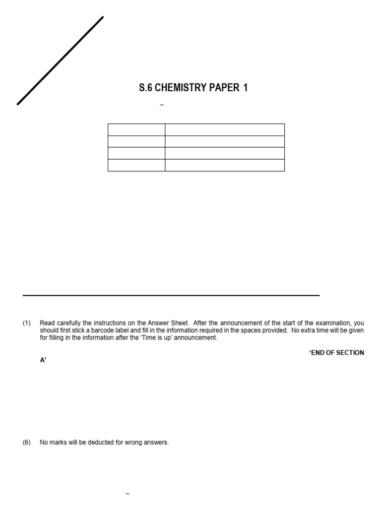 2122 - S6 - CHEM - Mock - Paper 1A - Report - F | PDF | Chemical ...