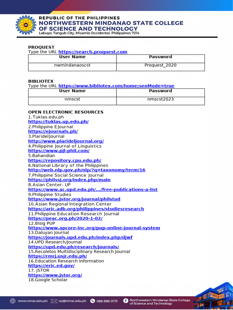 ELECTRONIC-RESOURCES-1 | PDF | Philippines | Academia