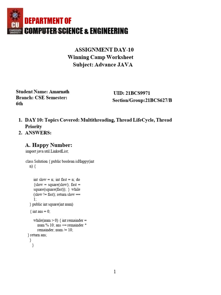 Advanced Java Multithreading Assignment | PDF | Computer Programming ...