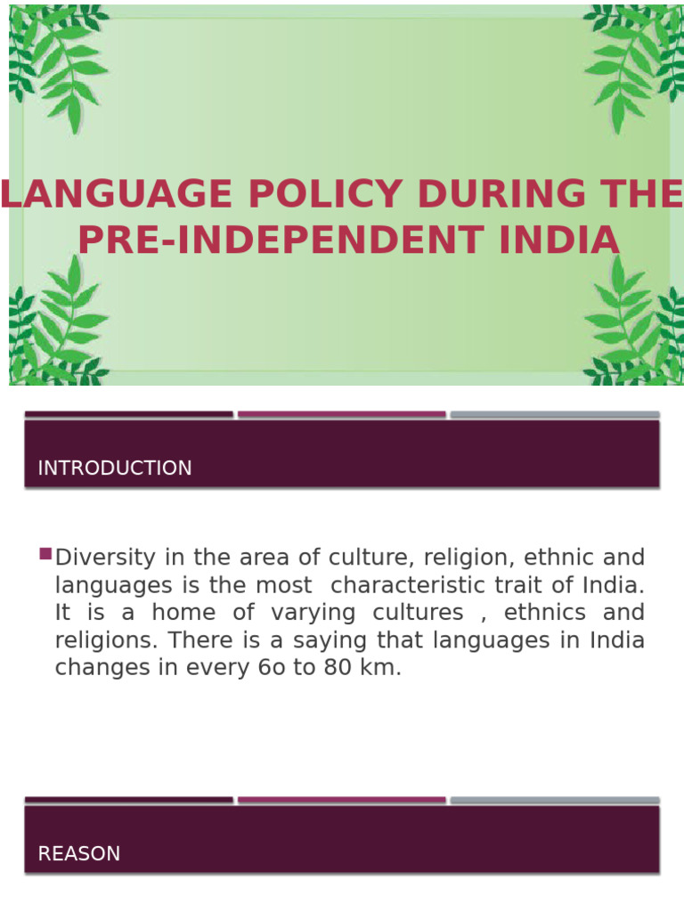 Language Policy in Pre-Independence India | PDF | Multiculturalism | Urdu