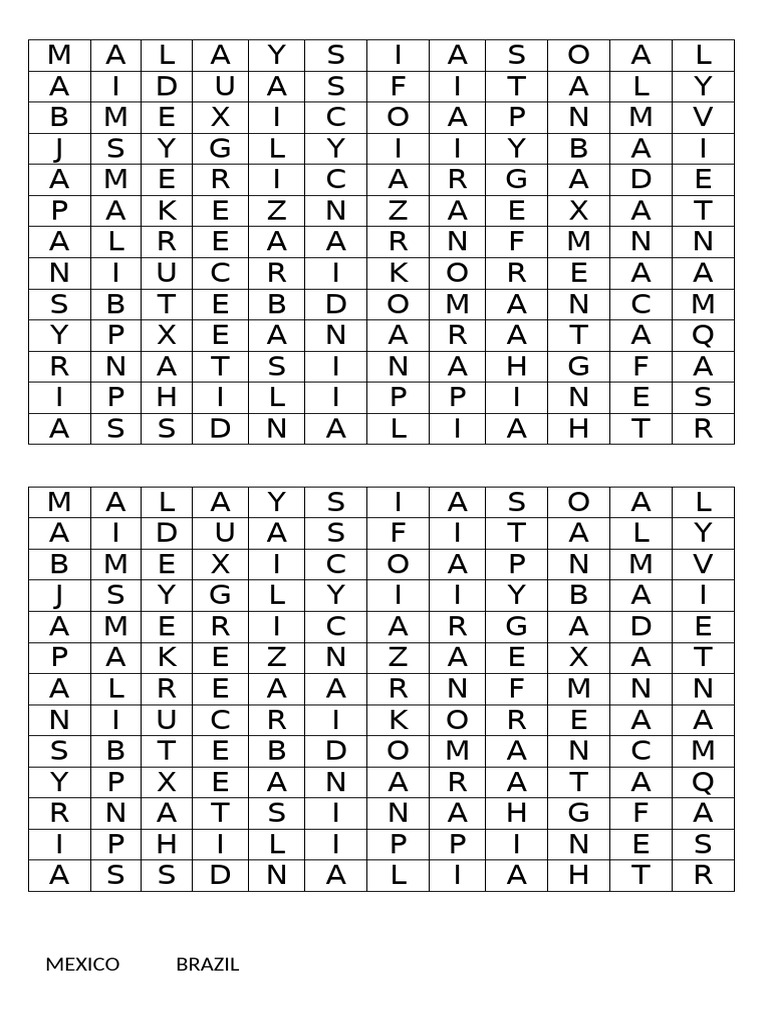 Country Names Puzzle | PDF