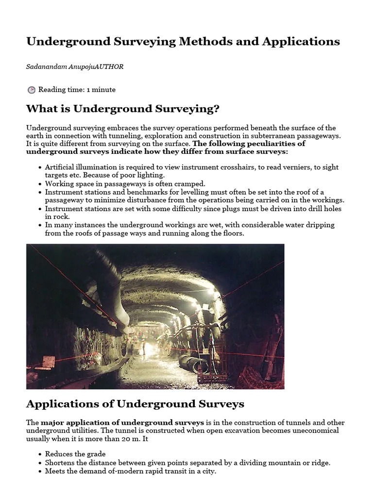 Underground Surveying Methods and Applications | PDF | Surveying | Tunnel