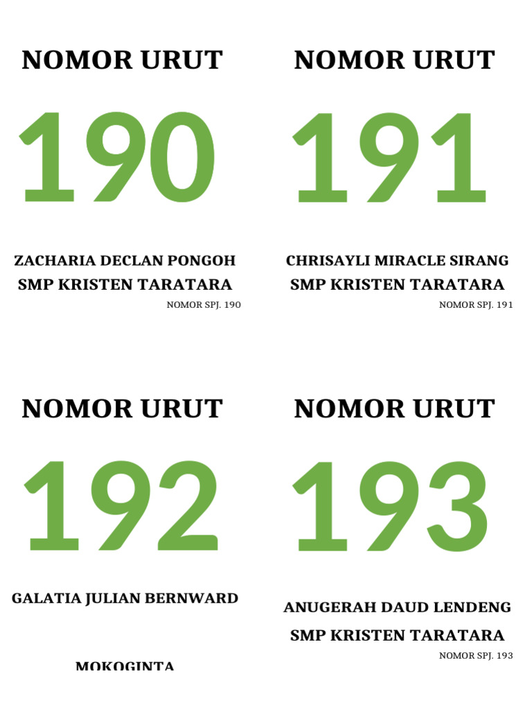 NOMOR URUT BEASISWA | PDF