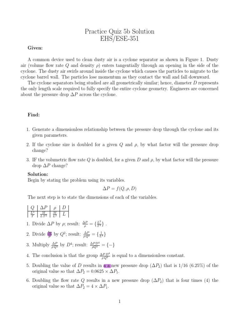 Practice Quiz 5b Solution | PDF | Flow Measurement | Liquids Practice Quiz 5b Solution | PDF | Flow Measurement | Liquids