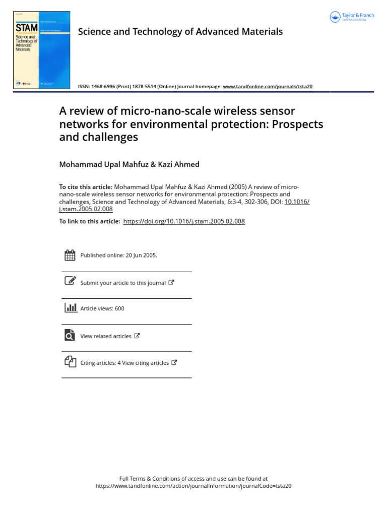 Micro-Nano WSNs for Environmental Protection | PDF | Wireless Sensor Network | Computer Network