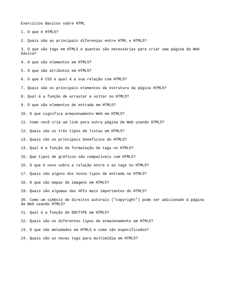 Exercicios Basicos Sobre HTML | PDF