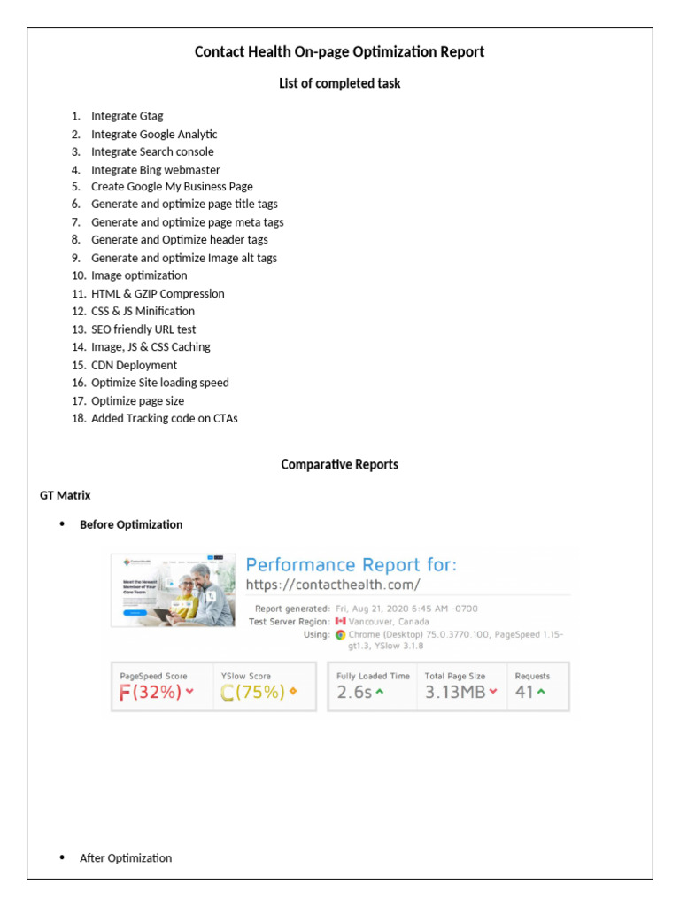 Contact Health Optimization Report | PDF