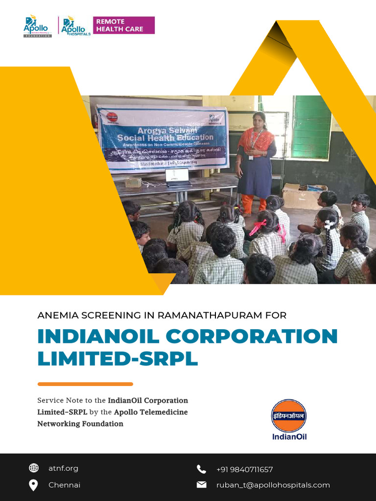Service Note on Anemia Screening - IOCL - SRPL | PDF | Malnutrition | Health Care