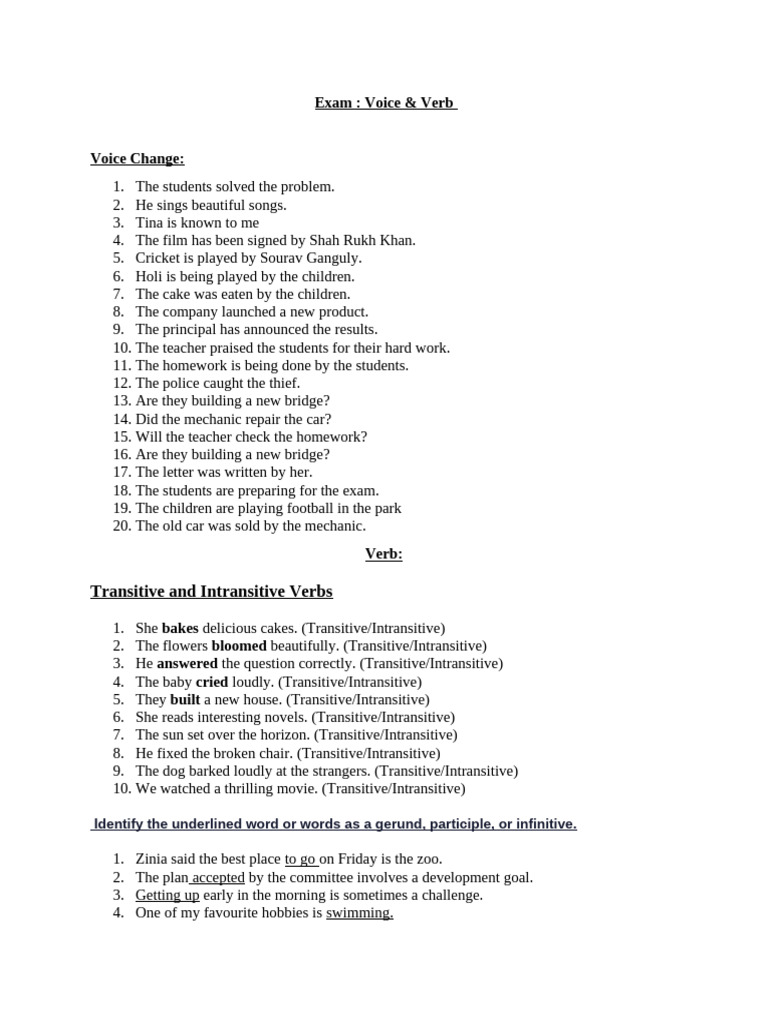 Voice Change | PDF | Verb | Language Mechanics