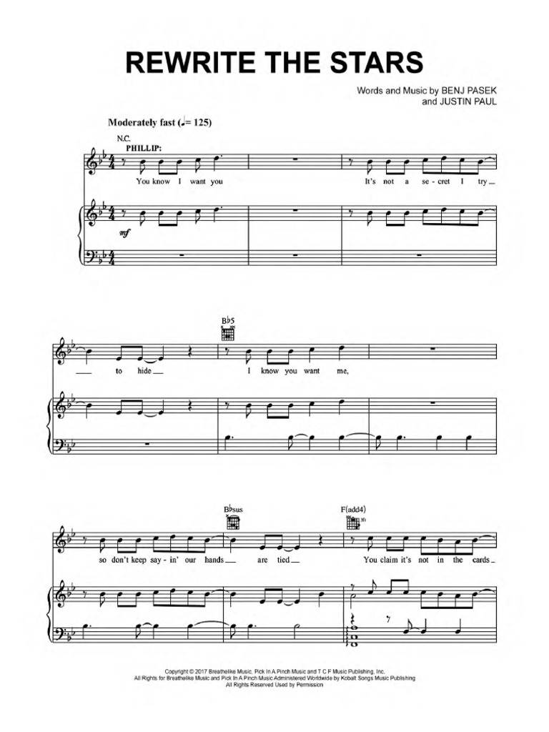 The Greatest Showman - Rewrite the Stars | PDF