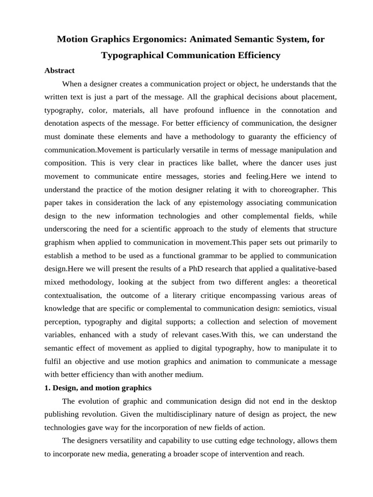 Motion Graphics Ergonomics Animated Semantic System, for Typographical Communication Efficiency ...