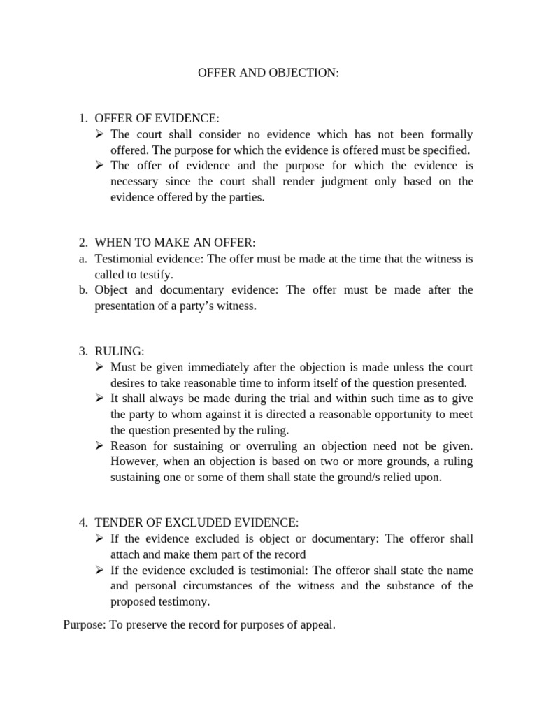Timing for Offering Evidence in Court | PDF
