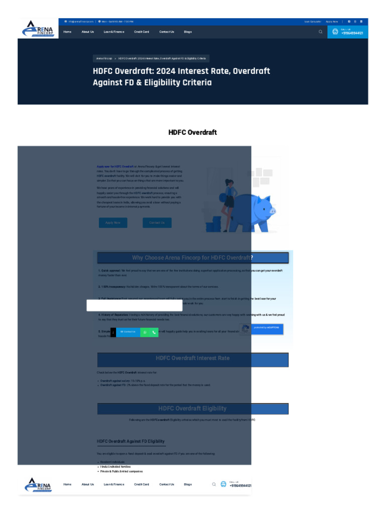 HDFC Overdraft: Limits and Eligibility | PDF | Overdraft | Interest