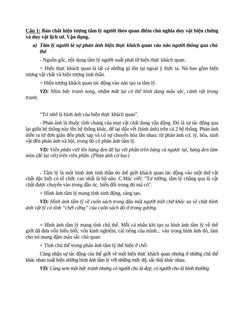 Đề Cương TLH | PDF