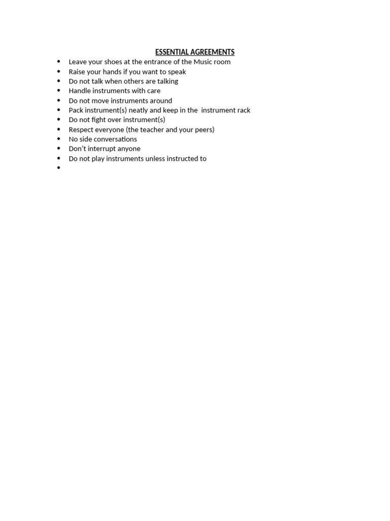 Essential Agreements | PDF