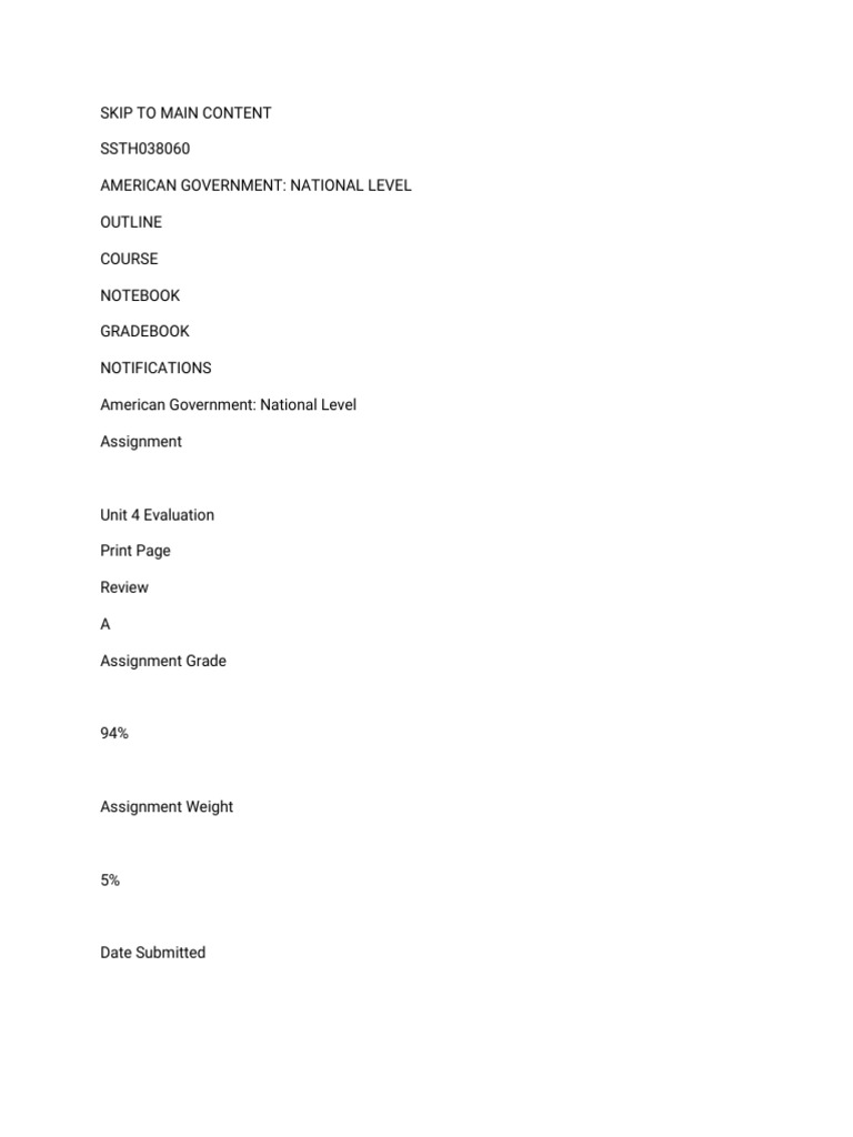 American Government Evaluations 4 | PDF | Supreme Court Of The United ...