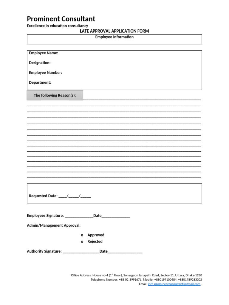 Late Approval Application Form | PDF