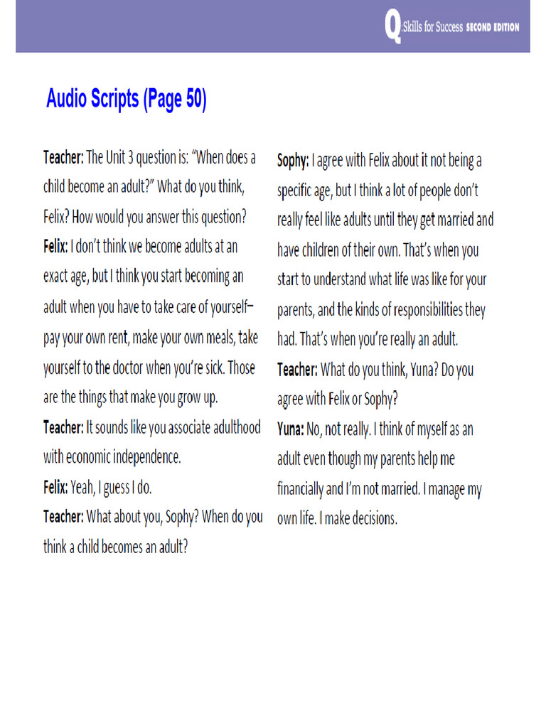 Unit 3 Scripts (Page 50, 53 & 54) | PDF