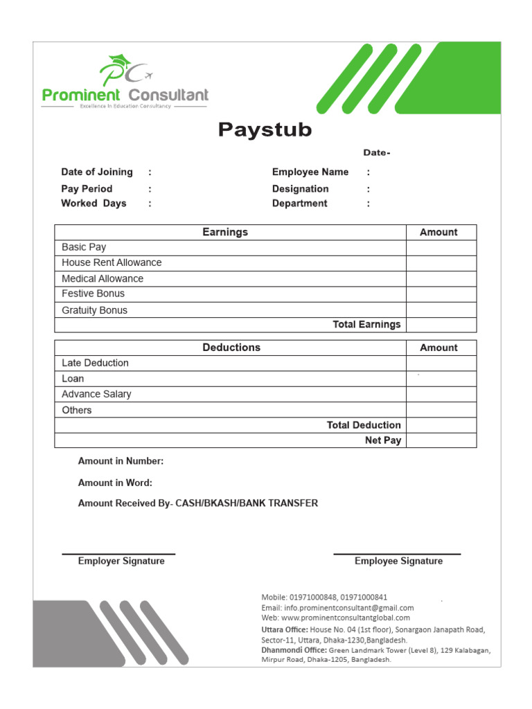 PAYSTUB PROMINENT DESIGN | PDF