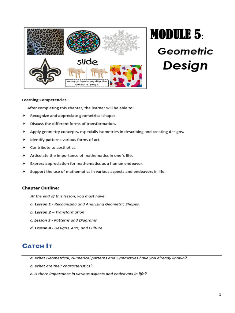 Chapter 5 Geometric Designs Final | PDF | Symmetry | Geometry