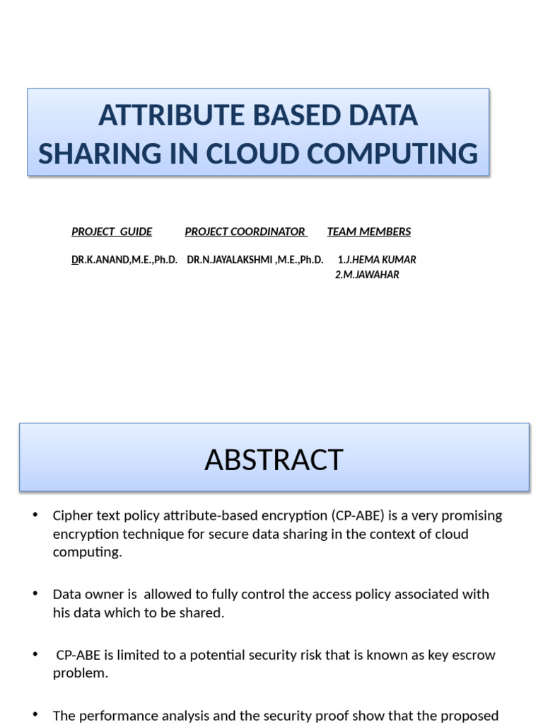 Attribute Based Data Sharing in Cloud Computing 2020j | PDF